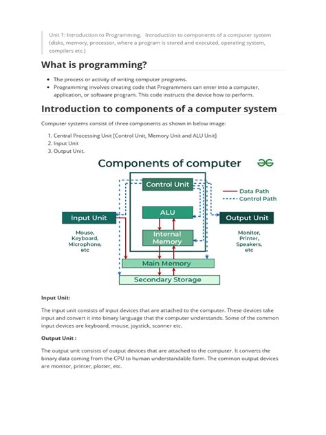 Unit 1 Introduction To Programming Pdf Computer Data Storage