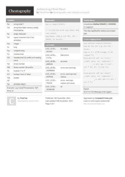 17 Arduino Cheat Sheets Cheat Sheets For Every Occasion