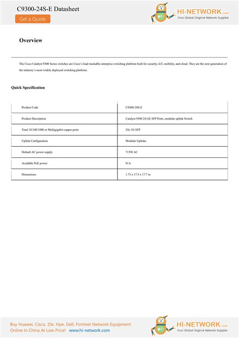 Cisco C9300 24s E Datasheet Pdf By Hi Network Issuu
