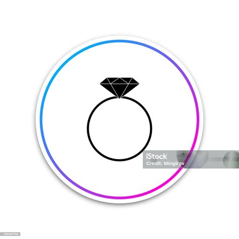 다이아몬드 약혼 반지 아이콘 흰색 배경에 고립입니다 동그라미 흰색 버튼 벡터 일러스트 결정체에 대한 스톡 벡터 아트 및 기타 이미지 결정체 결혼 의식 결혼식 Istock