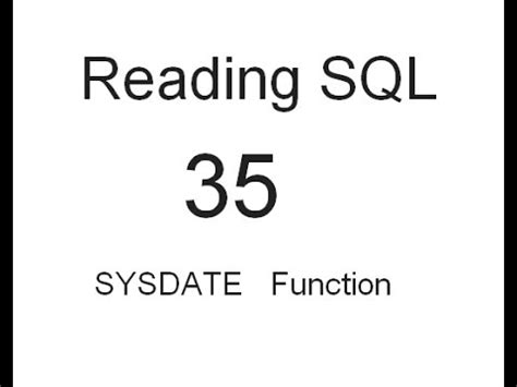 SYSDATE Function SQL Tutorial YouTube