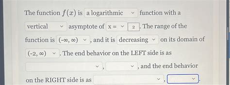 Solved The Function Fx Is A Logarithmic Function With A Vertical