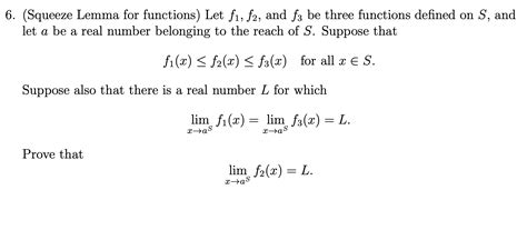Solved Squeeze Lemma For Functions ﻿let F1 F2 ﻿and F3 ﻿be