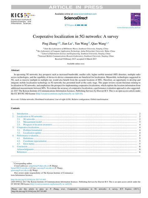 Pdf Cooperative Localization In 5g Networks A Survey