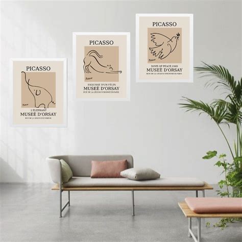 قیمت و خرید تابلو مدل پیکاسو هنر خطی حیوانات مجموعه 3 عددی