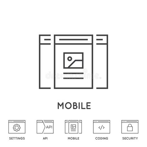 Set Of Minimal Browser Developing App And Coding Vector Line Icons