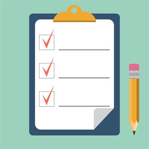 체크리스트와 연필이 있는 클립보드 품질 검사 플랫 스타일 벡터 일러스트 레이 션 프리미엄 벡터