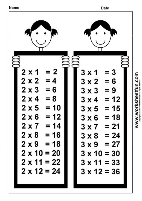 times tables 2 and 3 worksheet