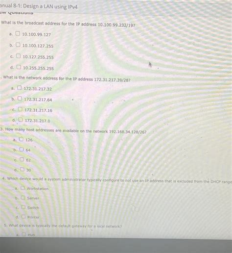 Solved X Lab Manual 8 1 Design A Lan Up Assuming 25
