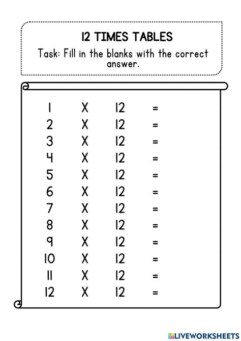 12 Times Multiplication Worksheets Printable Worksheets
