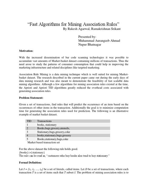 fast algorithms for mining association rules by rakesh agarwal