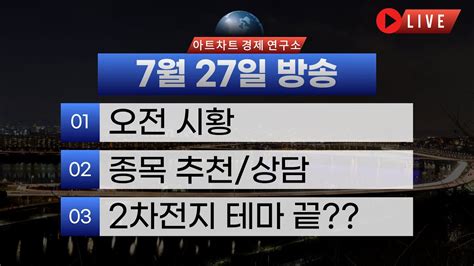 7월27일 라이브 영상 두산에너빌리티 Hlb포스코홀딩스 지오릿에너지 에코프로 금양 삼성중공업 포스코dx 포스코