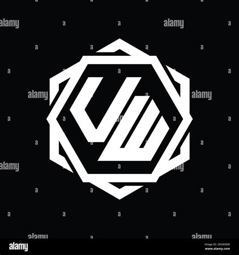 Vw Logo Monogram Hexagon Shape With Geometric Abstract Isolated Outline Design Template Stock