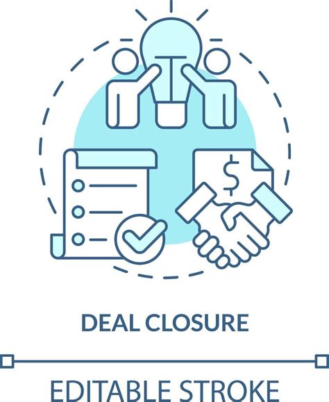 Deal Closure Turquoise Concept Icon Complete Transaction Stage Of Merger Abstract Idea Thin