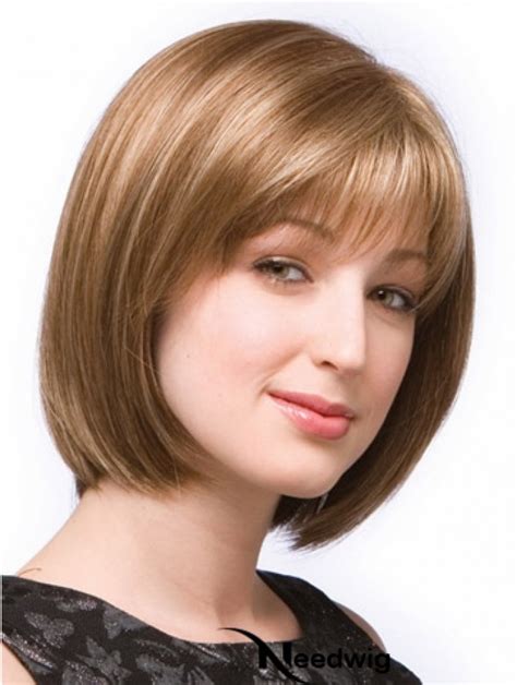 Sassy Blonde Chin Length Straight Bobs Monofilament Wigs