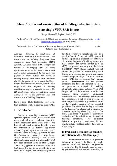 Doc Identification And Construction Of Building Radar Footprints Using Single Vhr Sar Images