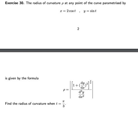 Solved Exercise The radius of curvature ρ at any point Chegg