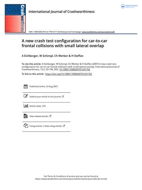 5 A New Crash Test Configuration For Car To Car Frontal Collisions With Small Lateral Overlap