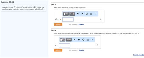 solved exercise 30 38 part a in an l c circuit c 321 μf and
