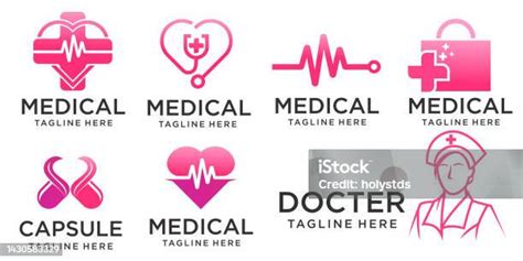 간호사 사랑 알약 및 청진기를 가진 의학 아이콘 세트 상징 디자인 템플릿 가방에 대한 스톡 벡터 아트 및 기타 이미지 가방