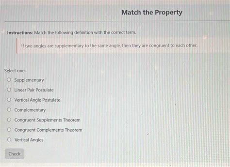 Solved Match The Property Instructions Match The Following Definition With The Correct Term