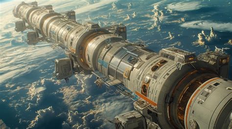 Premium Photo Orbital Space Station Over Earth At Sunrise Generative Ai