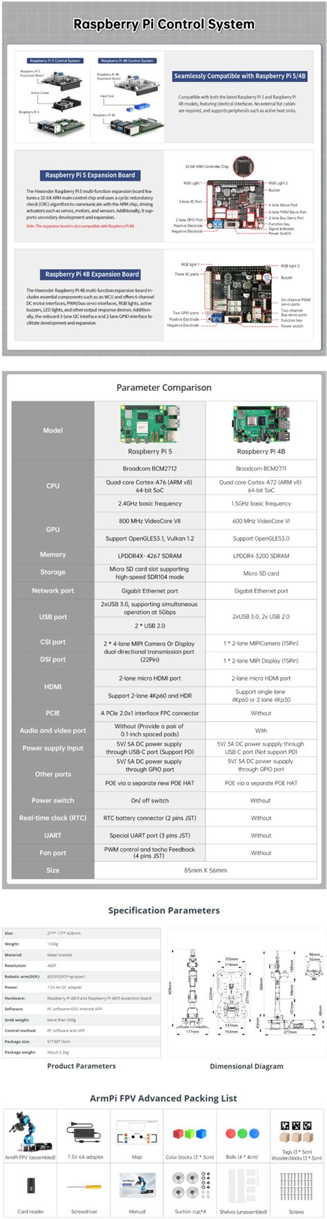 Hiwonder Armpi Fpv Ai Vision Ros Robotic Arm Support Python Advanced