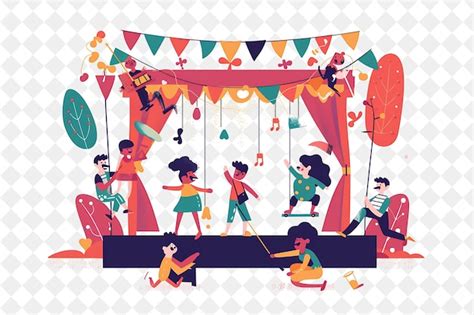 Spring Puppet Show With Characters Performing Puppetry Desig Png