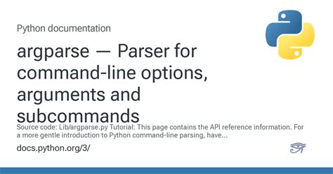Argparse — Parser For Command Line Options Arguments And Subcommands