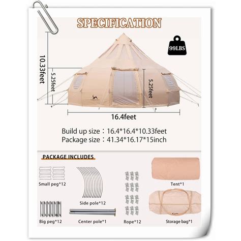 Global Girls Llc Canvas Tent With Stove Jack Bell Tent Yurt 16 4ft