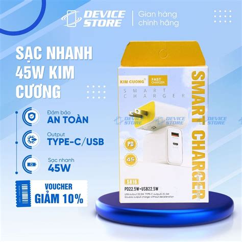 Củ Sạc Nhanh 45w Type C Và Usb Device Store Cóc Sạc Nhanh Kim Cương