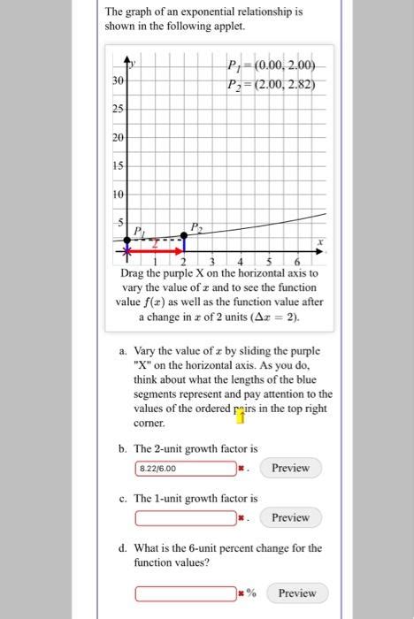The Graph Of An Exponential Relationship Is Shown In Chegg Com