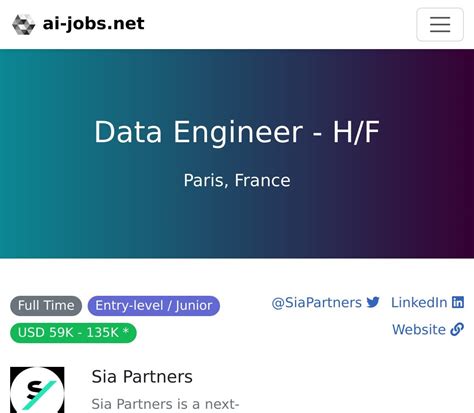 Hiring Data Engineer Hf In Paris France Raimljobs