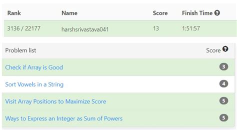Harsh Srivastava On Linkedin Leetcode Leetcodeweekly Weeklycontest