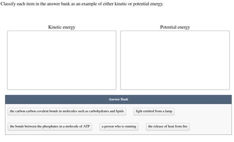 solved classify each item in the answer bank as an example