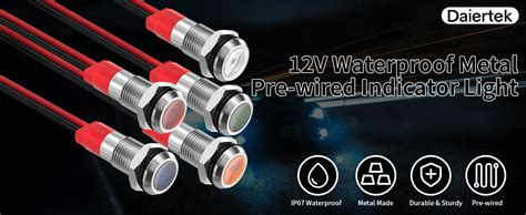 Daiertek Led Indicator Light 12v Red Led 6mm Metal Waterproof 12 Volt Indicator