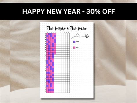 Birds And The Bees Tracker A5 Journal Page Printable Tracker Intimacy