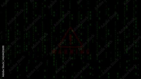 4k Animation Of Warning With Binary Code Technology Ncept