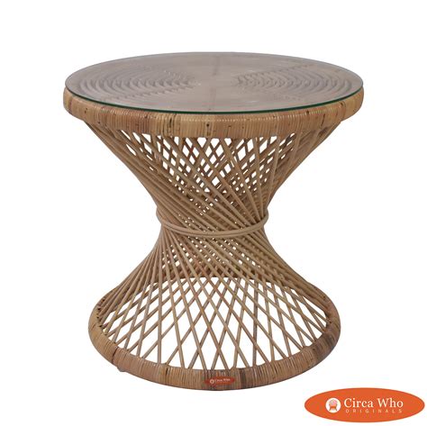 Peacock Rattan Side Table Circa Who