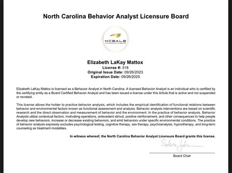 Libby Mattox M S Aba Bcba On Linkedin I Am Officially Licensed As A