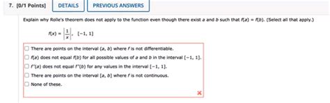 Solved Explain Why Rolles Theorem Does Not Apply To The