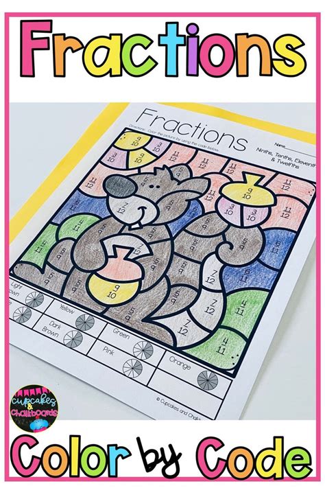 Fractions Color By Number Worksheets Fractions Coloring Identifying