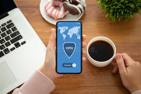Female Hands Holding Phone With App Vpn On The Screen Stock Image Image Of Internet Attack