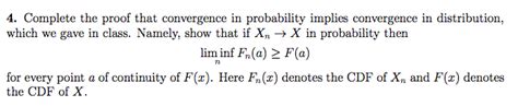 Solved Complete The Proof That Convergence In Probability Chegg
