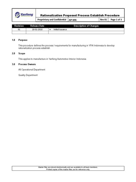 Rationalization Proposed Process Establish Procedure Proprietary And