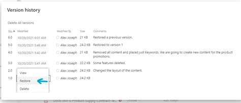 How To Restore Files To Previous Versions In Sharepoint