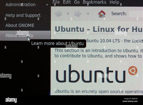 Website Screen Shot Of Ubuntu Linux Help Pages Stock Photo Alamy