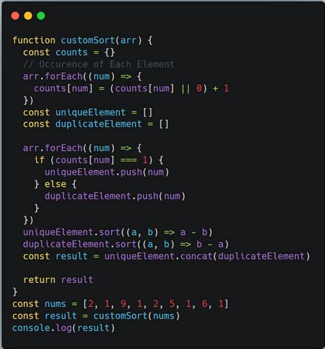 Coding Custom Sorting Algorithm Ascending For Unique Elements Descending For Duplicates In