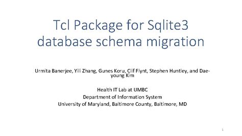 Tcl Package For Sqlite 3 Database Schema Migration