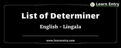 List Of Determiner Words In Lingala And English Learn Entry